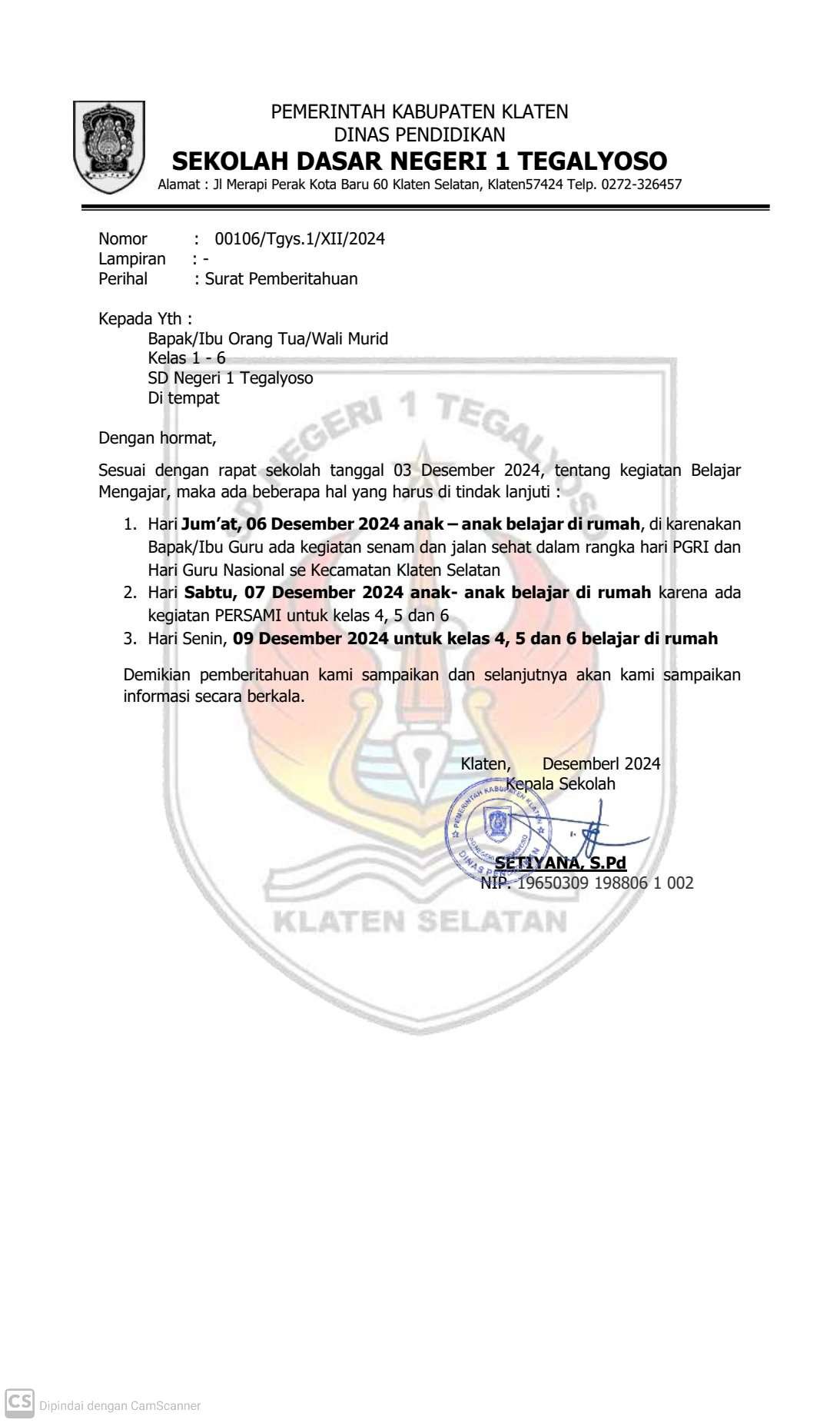 Edaran Sekolah - Sekolah